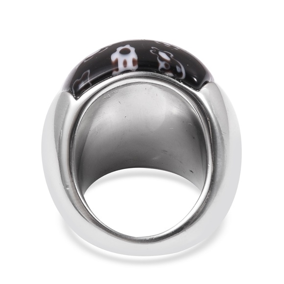 Jewelry | Black Murano Millefiori Glass Stainless Steel Ring | Poshmark